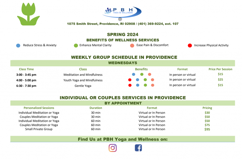 Spring 2024 Wellness Schedule - Providence Behavioral Health Associates